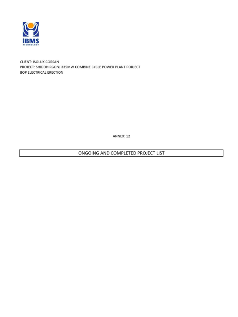 Annex 12 - ONGOING AND COMPLETED PROJECTS | PDF | Power Station | Power ...