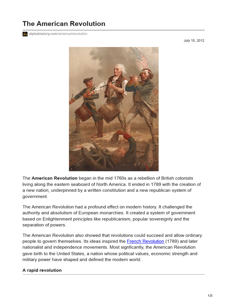 Overview of the American Revolution | PDF | American Revolution ...