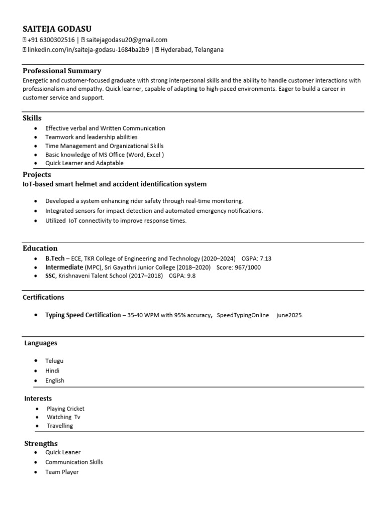 Sai Teja Resume | PDF