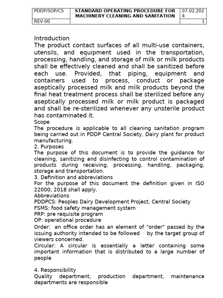 Cleaning and Sanitizing Procedure | PDF | Disinfectant