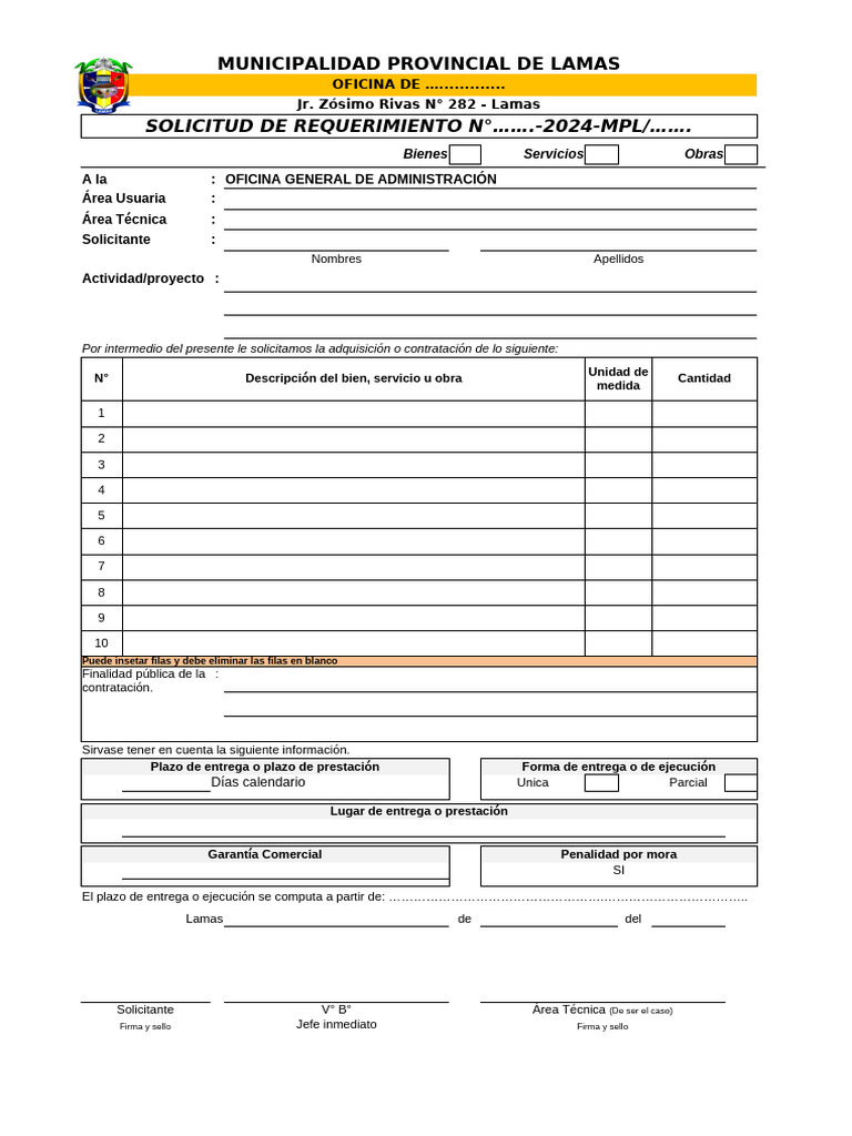 Anexo 01 Solicitud de Requerimiento | PDF