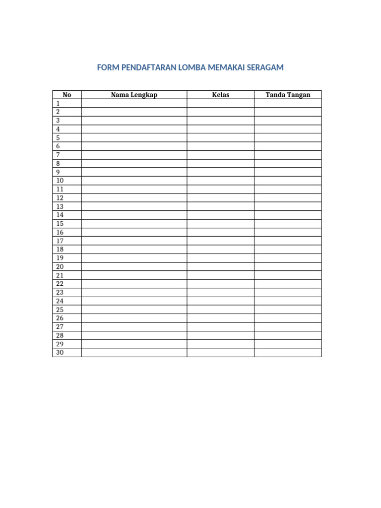 Form Pendaftaran Lomba | PDF