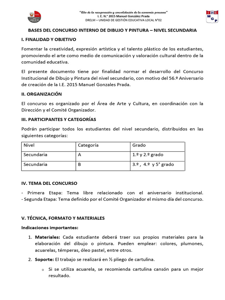 Bases de Concurso de Dibujo y Pintura 2025 | PDF | Pinturas | Dibujo