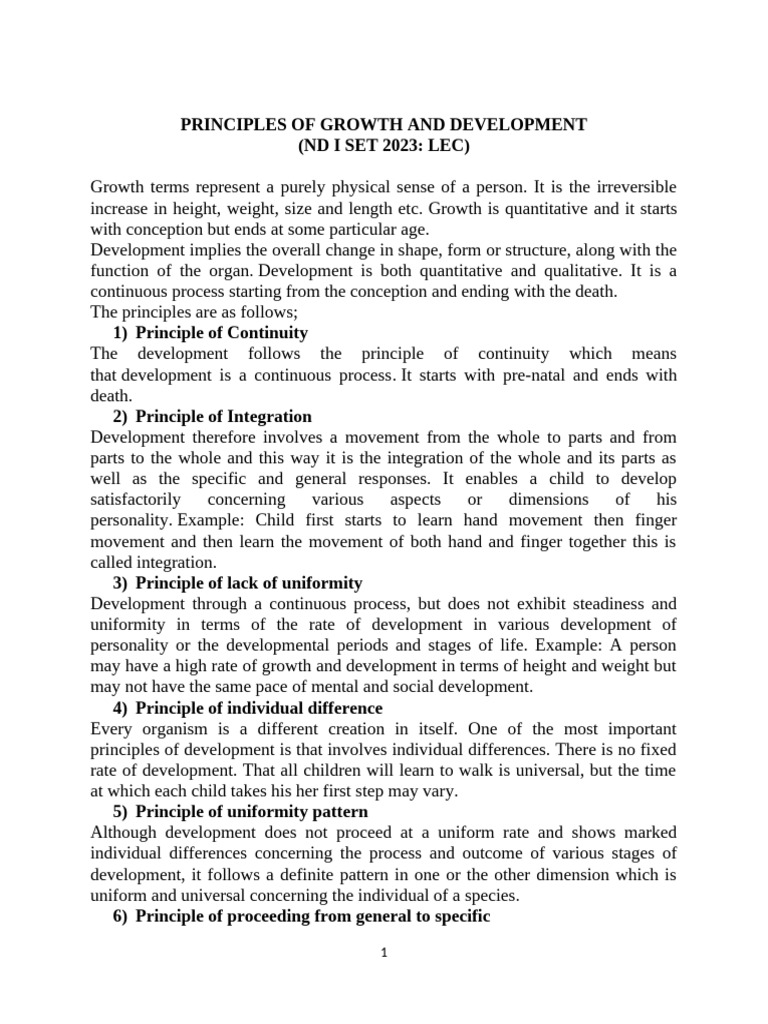 Principles of Growth and Development | PDF | Psychological Concepts ...
