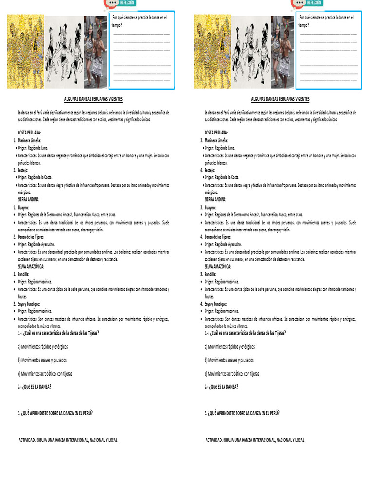 Danza 3° Lectura y Pre | PDF | Bailes | Perú
