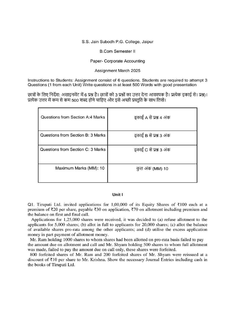BCom Passcource Assignments | PDF