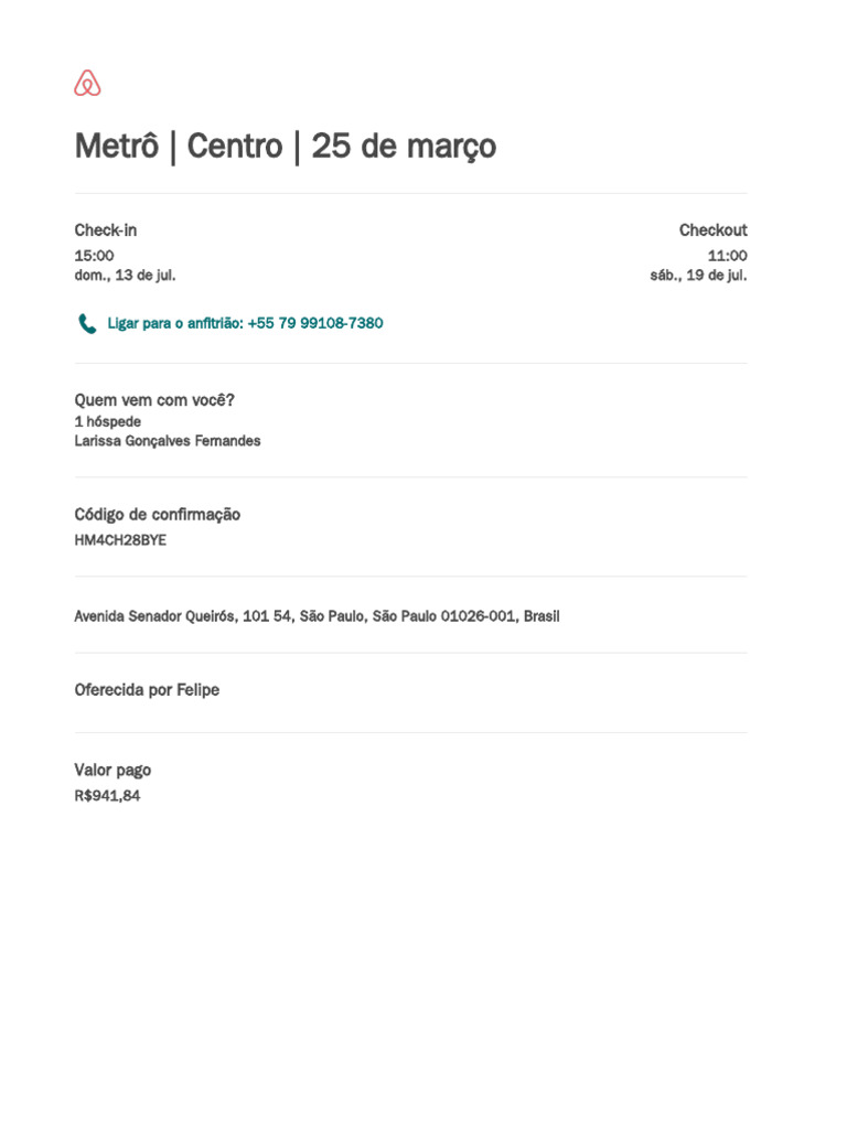 Airbnb Itinerary HM4CH28BYE 31249 | PDF