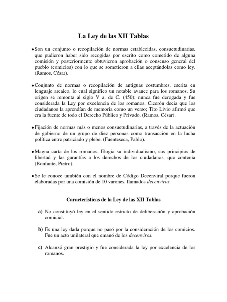 La Ley de Las XII Tablas | PDF | Roma antigua | Antiguedad clasica