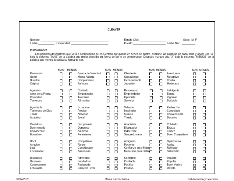 Hoja de Respuestas Cleaver | PDF