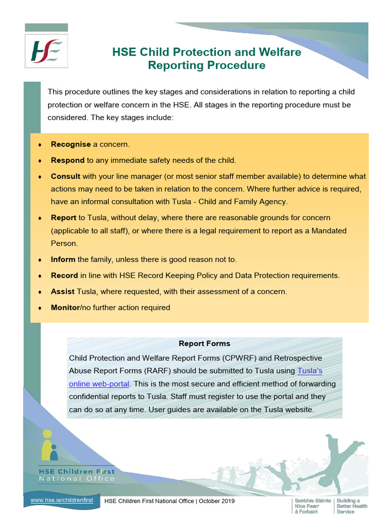 HSE Child Protection Reporting Guide | PDF | Child Protection | Justice
