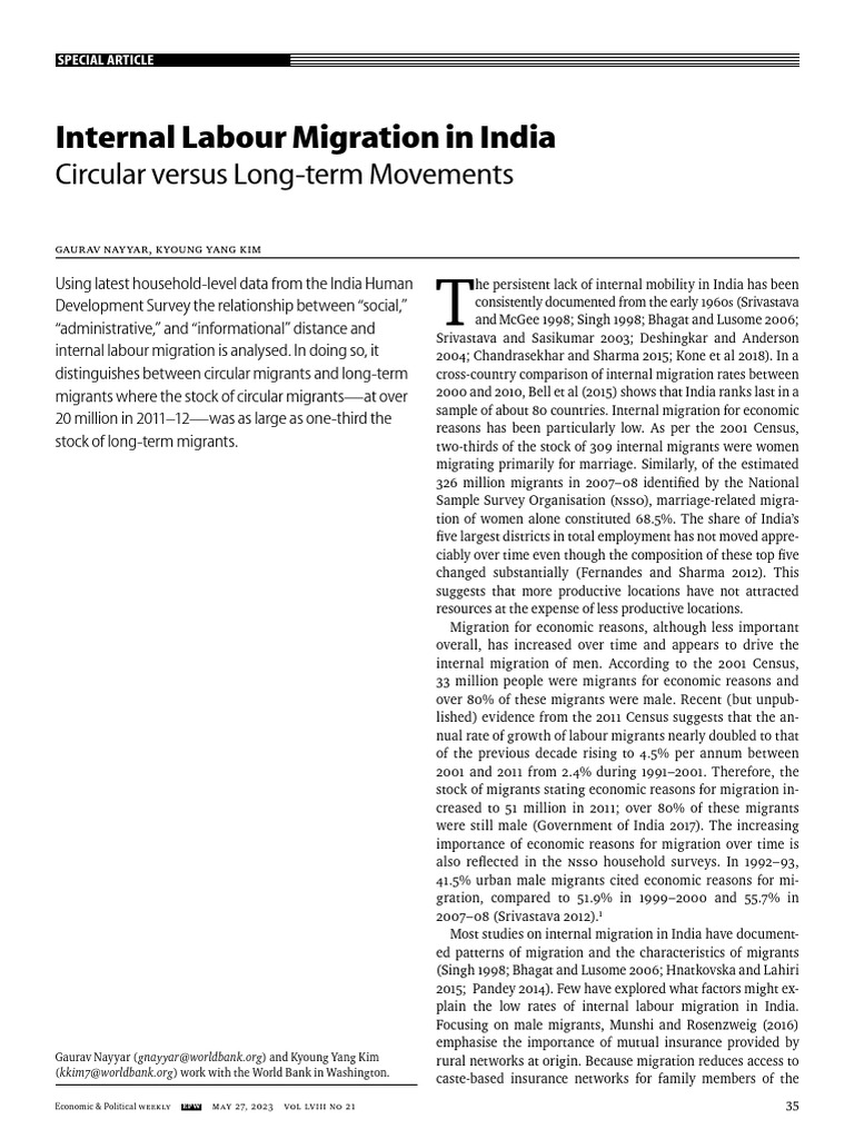 Internal Labour Migration in India | PDF | Human Migration | Migrant Worker
