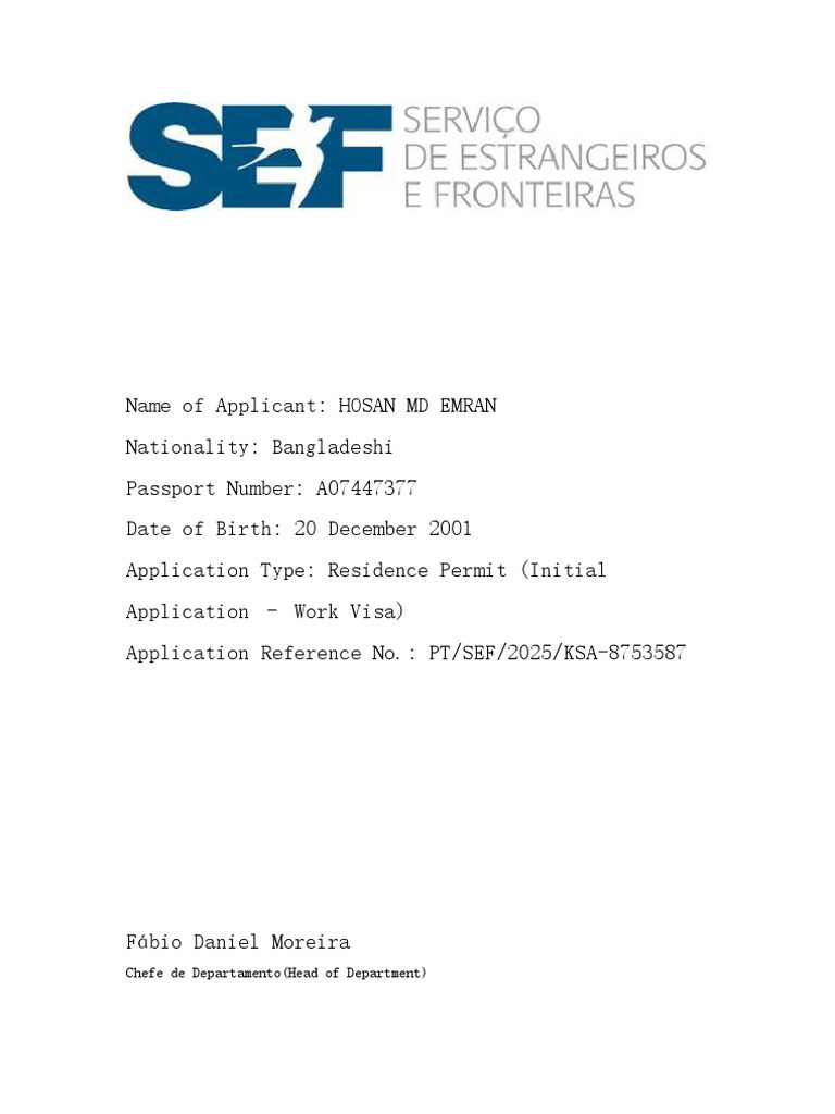 Chefe de Departamento (Head of Department) | PDF