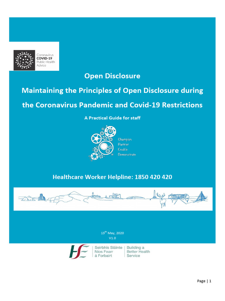 Covid 19 Open Disclosure Guidelines 190520 | PDF | Communication ...