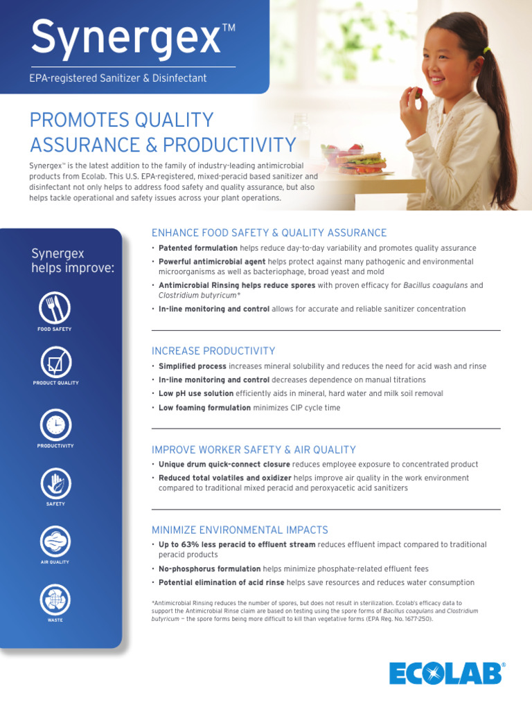 Synergex Sell Sheet PDF | PDF | Disinfectant | Antimicrobial