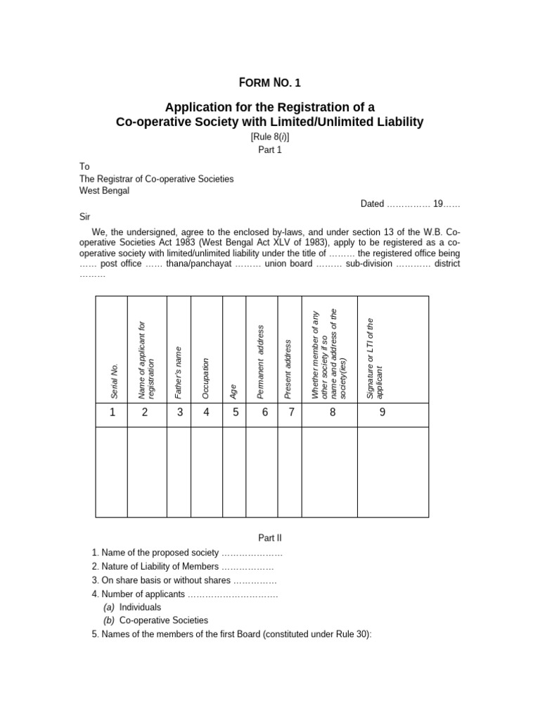Chapter 15 - Forms-Registration of A Co-Operative Society | PDF ...