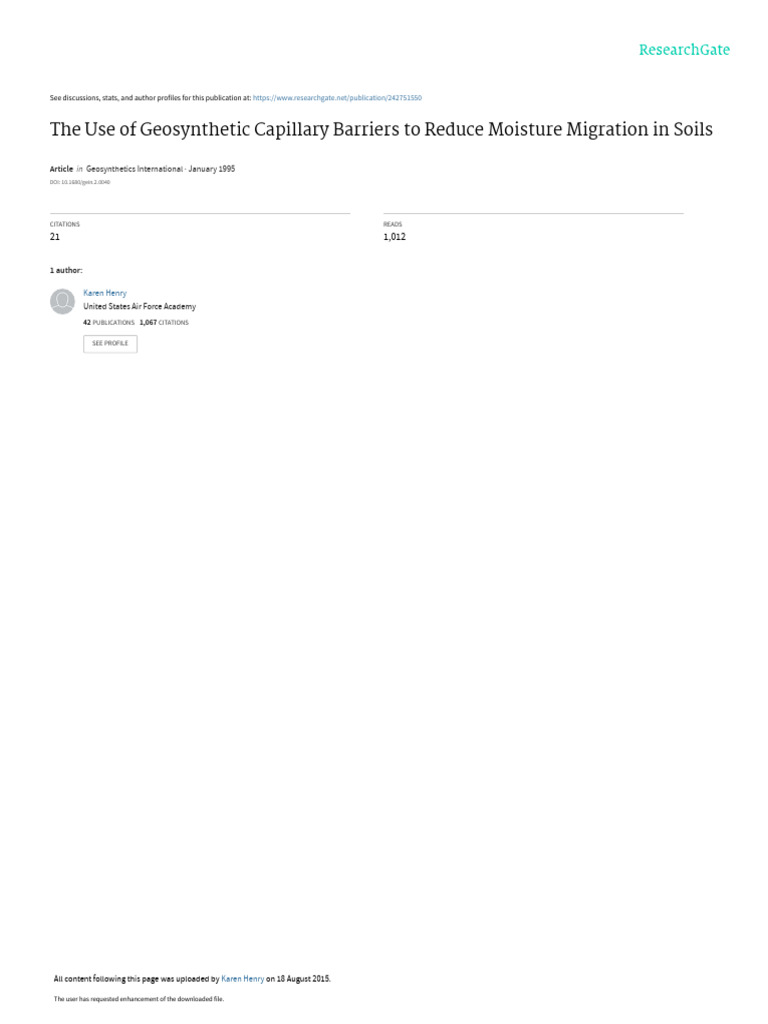 Geosynthetic Barriers for Soil Moisture Control | PDF | Surface Tension ...