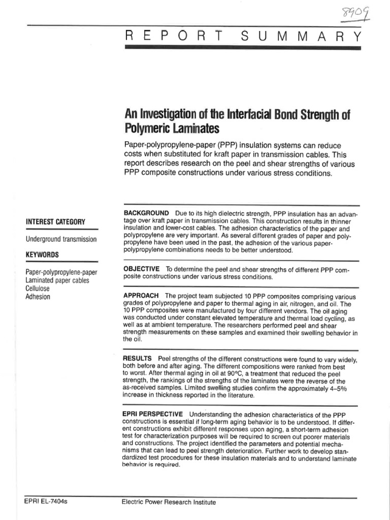 An Investigation of The Interfacial Bond Strength of Polymeric ...