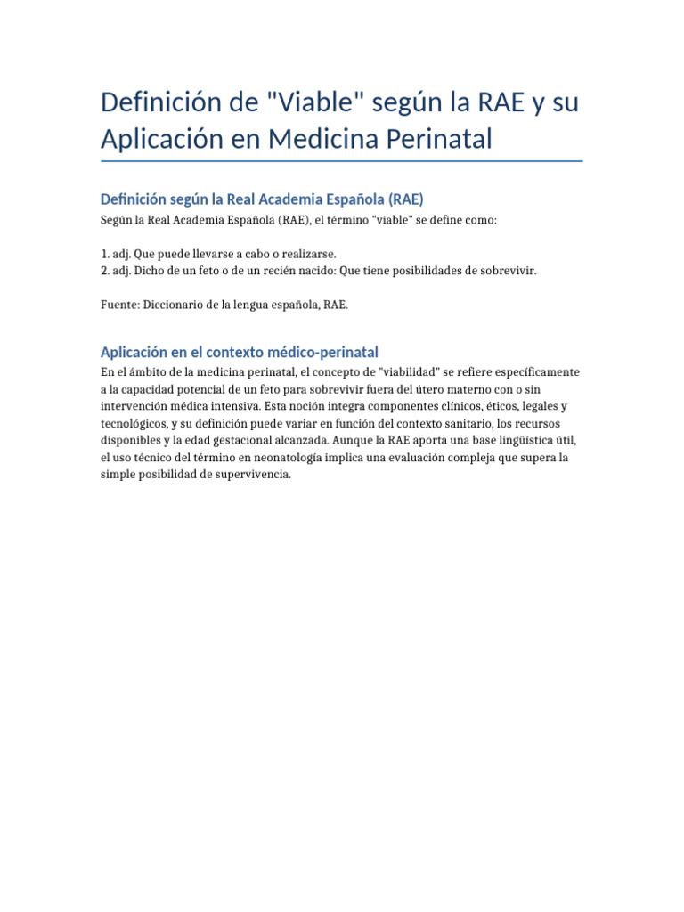Definicion Viable RAE y Ambito Medico | PDF