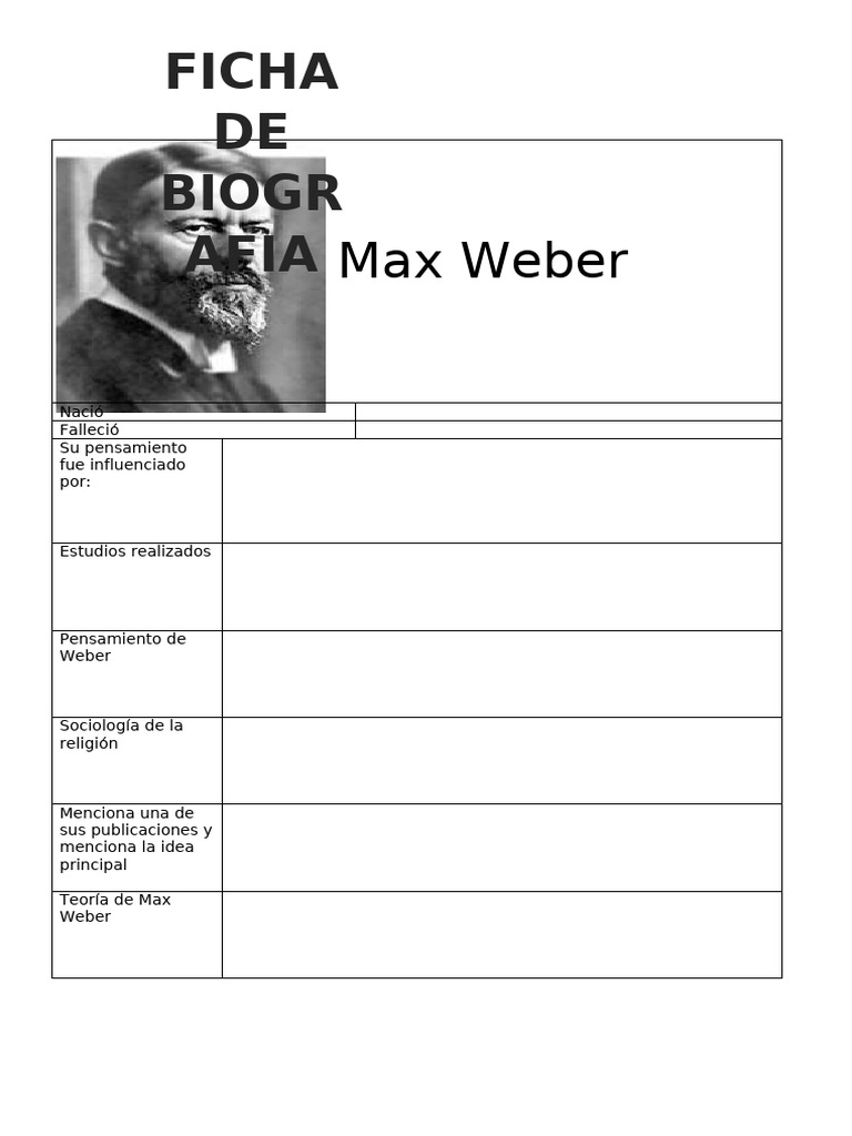 Ficha Biografica Max Weber | PDF