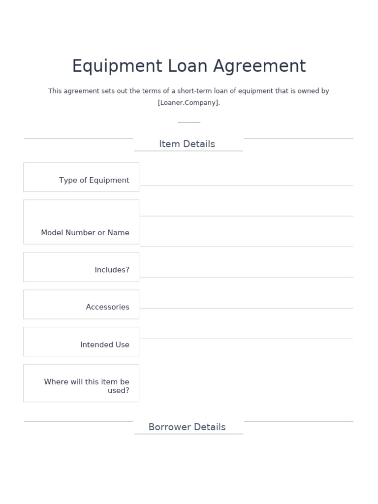 Equipment Loan Agreement Template | PDF