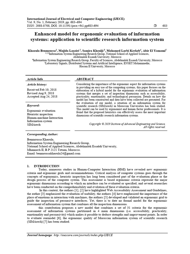 Enhanced Model For Ergonomic Evaluation | PDF | Usability | Cognitive ...
