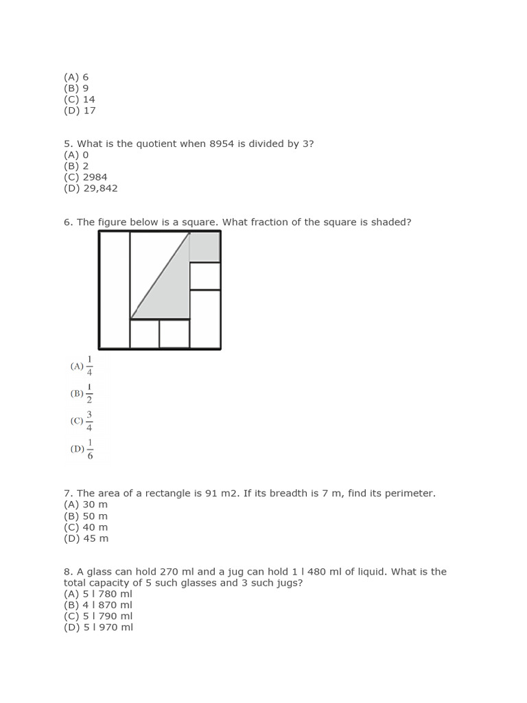 Math-Ques-Class5 Part 2 | PDF
