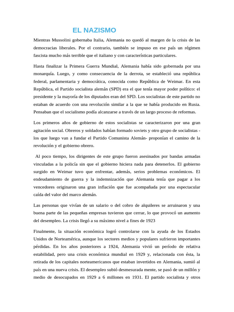El Nazismo | PDF | Alemania nazi | Adolf Hitler