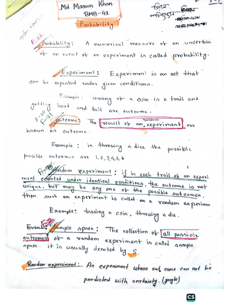 Probability Handnote | PDF