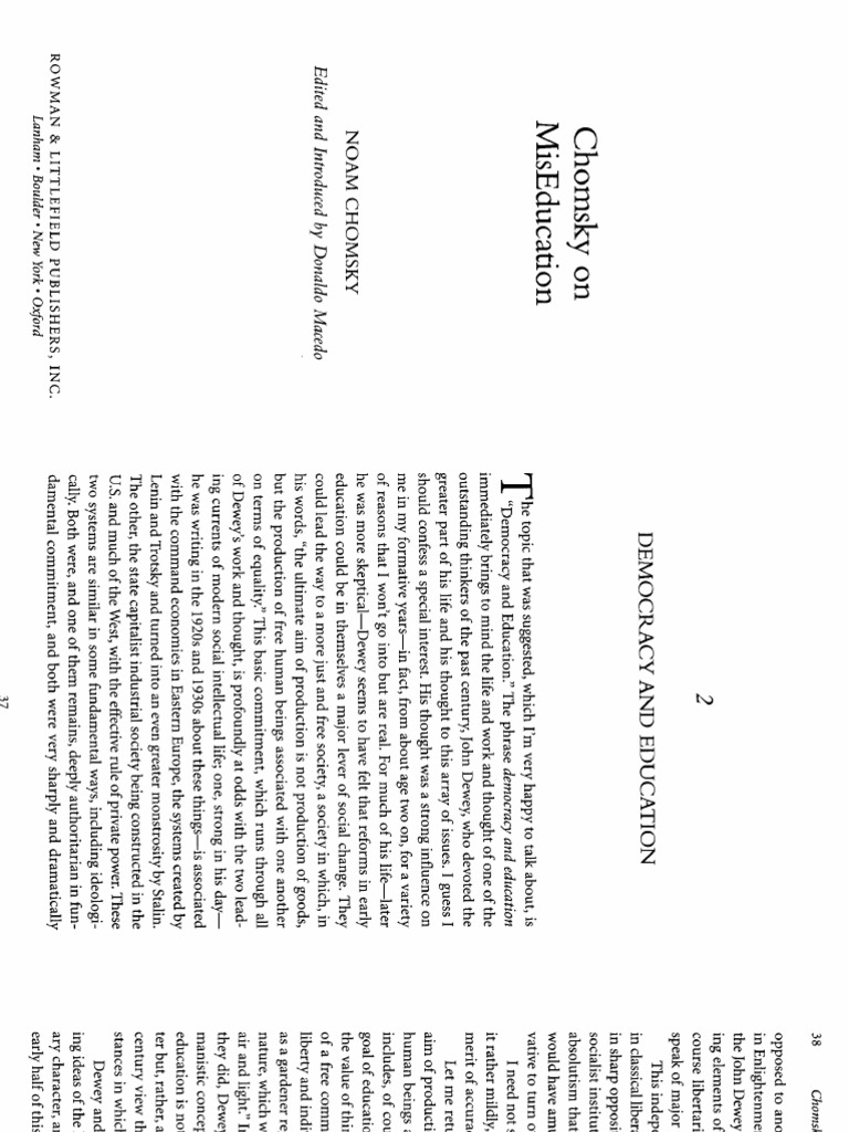 Chomsky On Miseducation by Noam Chomsky | PDF