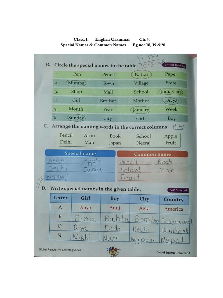 Class1 English Grammar | PDF