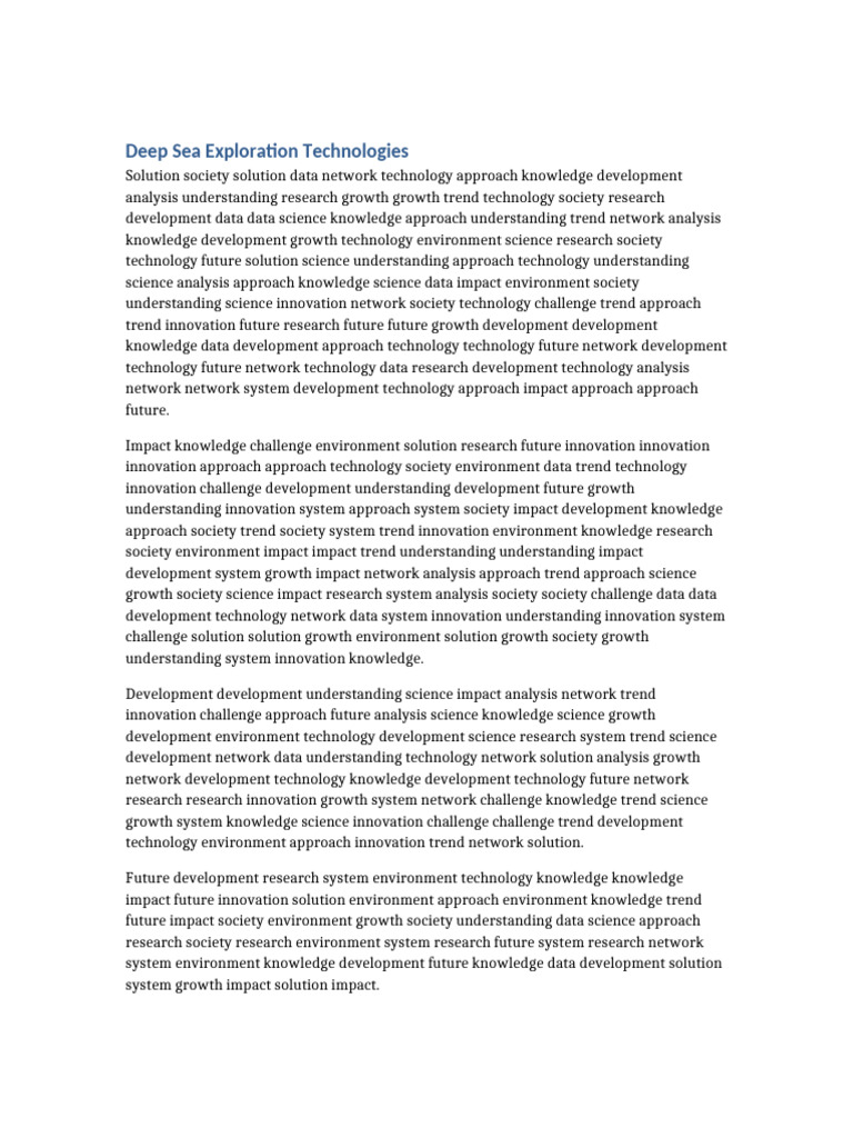 Deep Sea Exploration Technologies Overview | PDF | Innovation ...