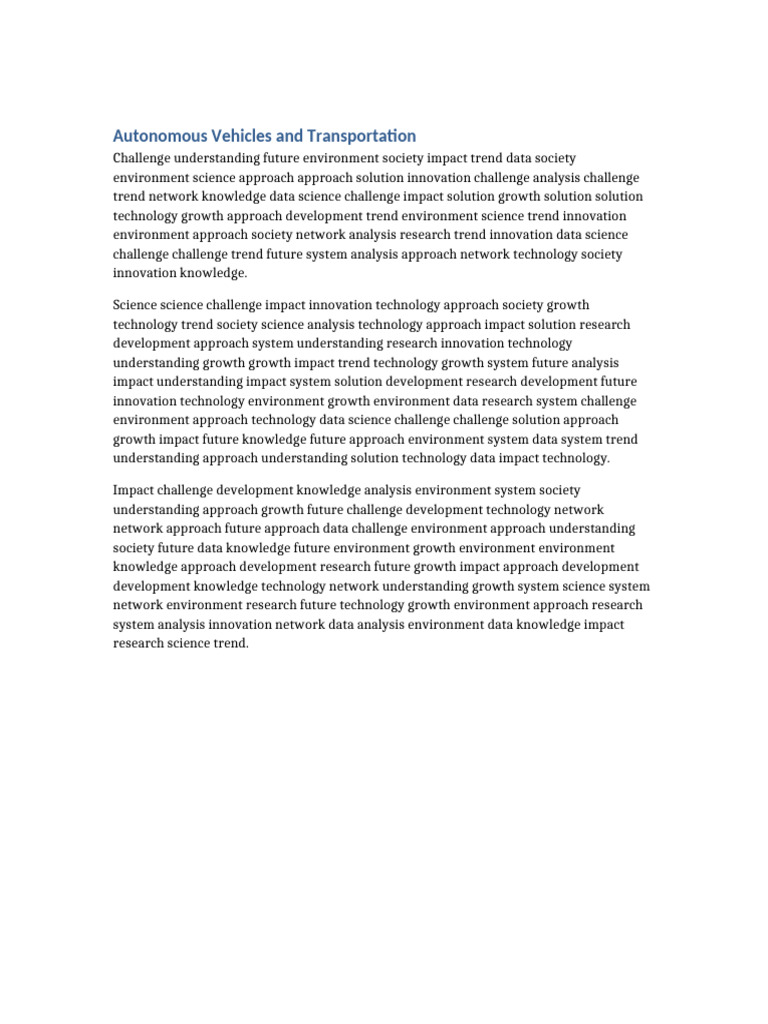 Autonomous Vehicles and Transportation | PDF