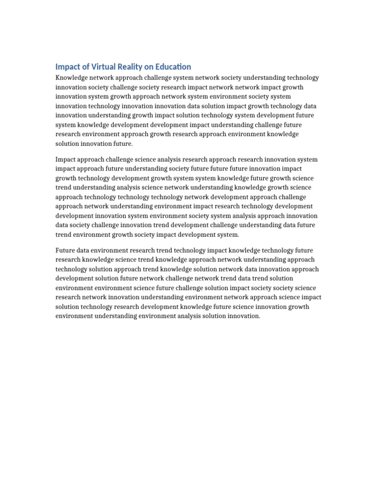 Impact of Virtual Reality On Education | PDF