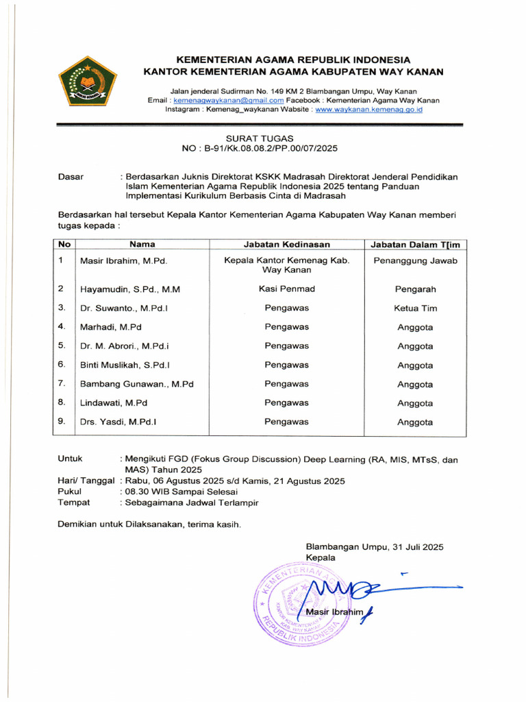 Surat Tugas FGD | PDF