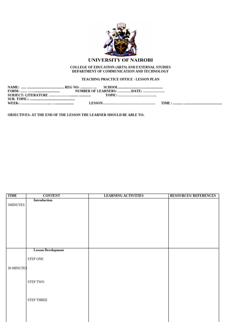 Lesson Plan Literature | PDF
