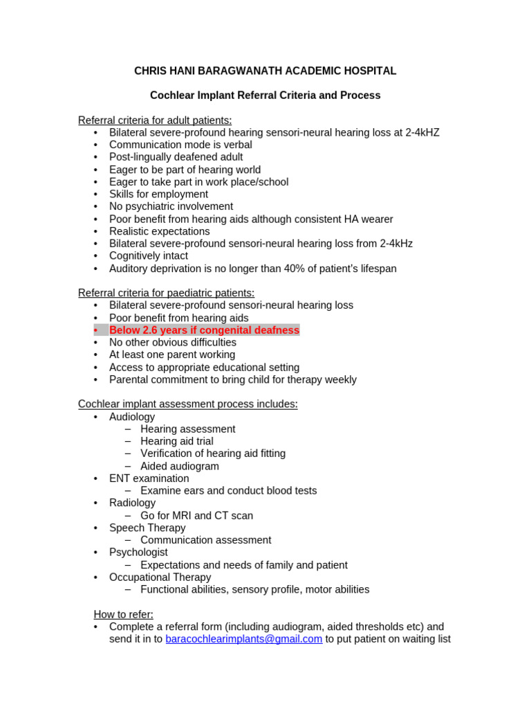 Cochlear Implant Referral Guidelines | PDF | Hearing Loss | Audiology