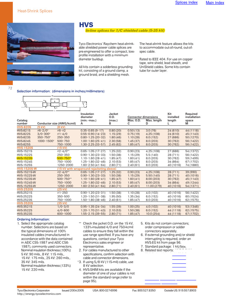 HVS-1523S Heat-Shrink Cable Splice | PDF | Manufactured Goods ...