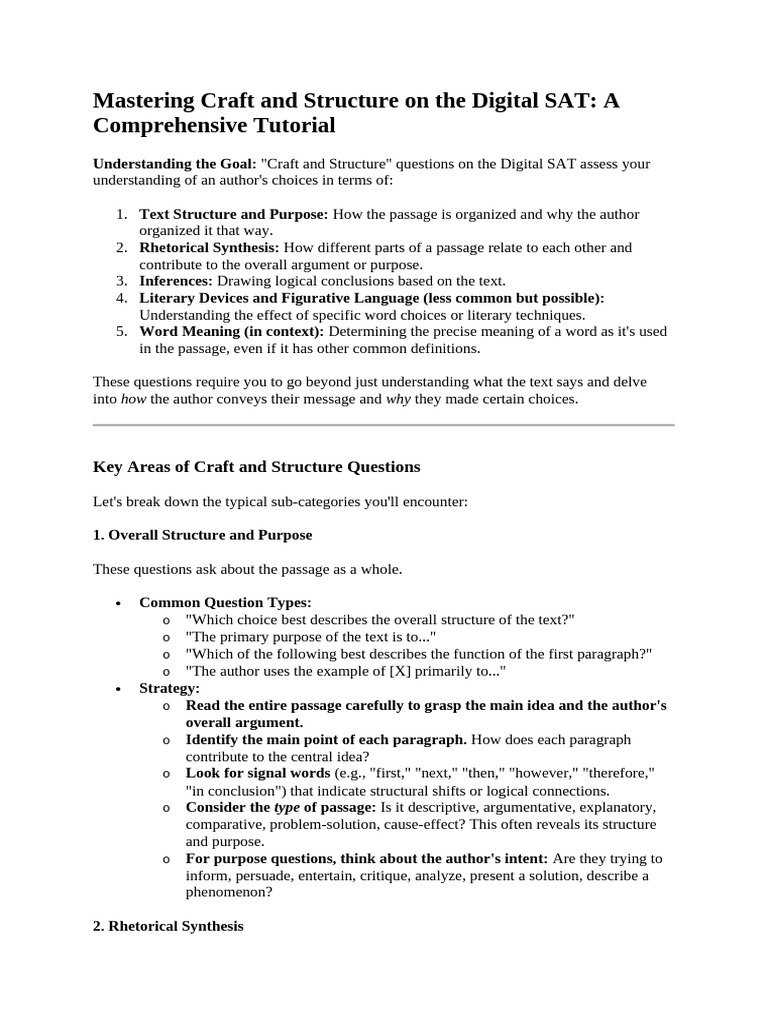 Mastering Craft and Structure On The Digital SAT | PDF | Argument ...