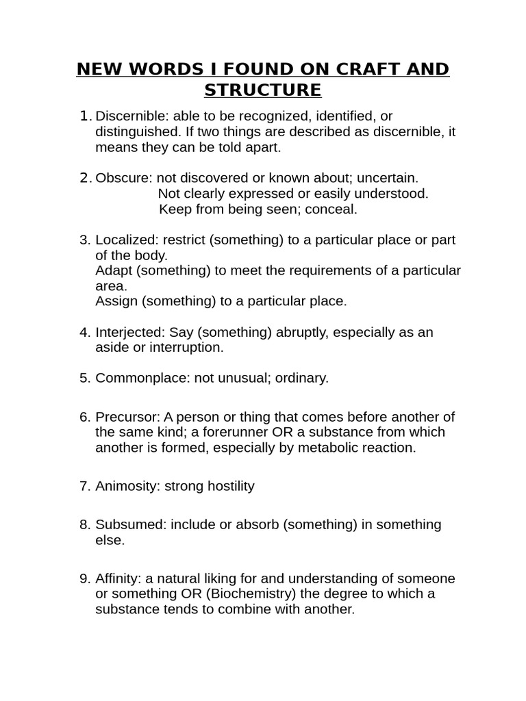 New Words I Found On Craft and Structure | PDF