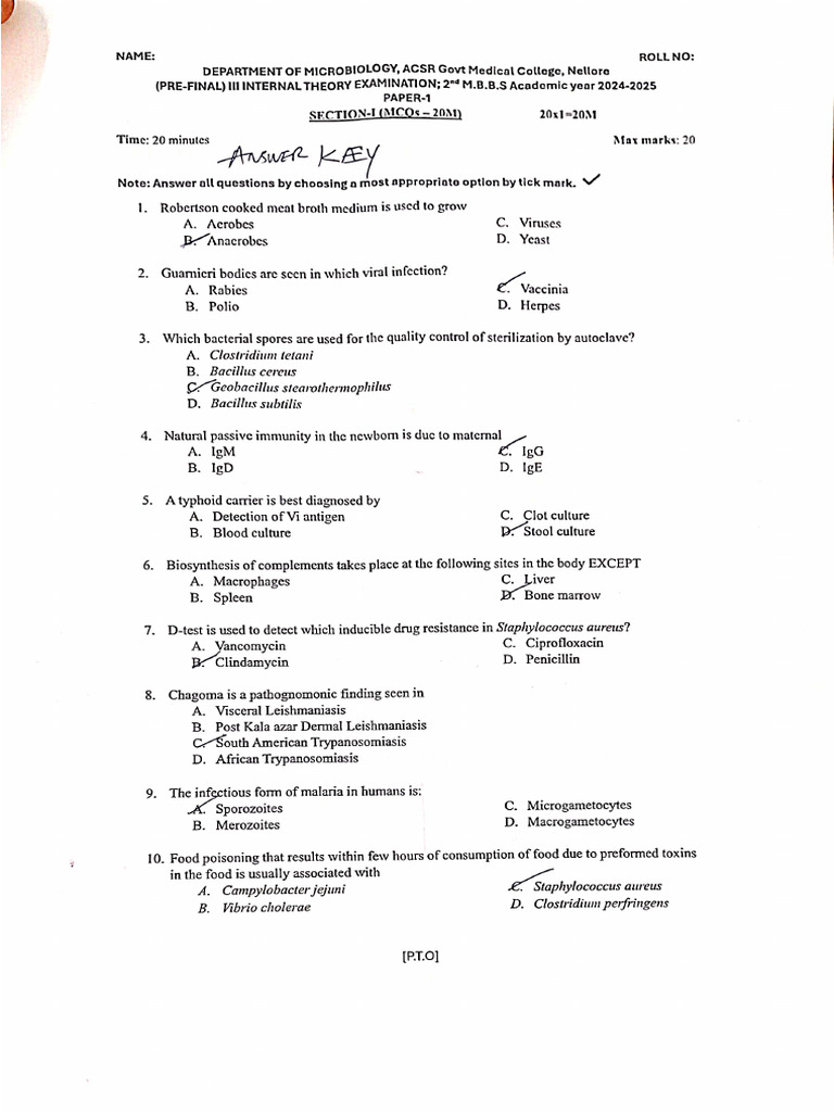 Prefinal MCQ Key | PDF