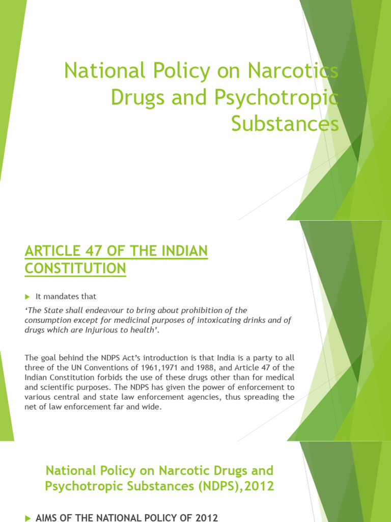 National Policy On Narcotics Drugs and Psychotropic Substances | PDF ...