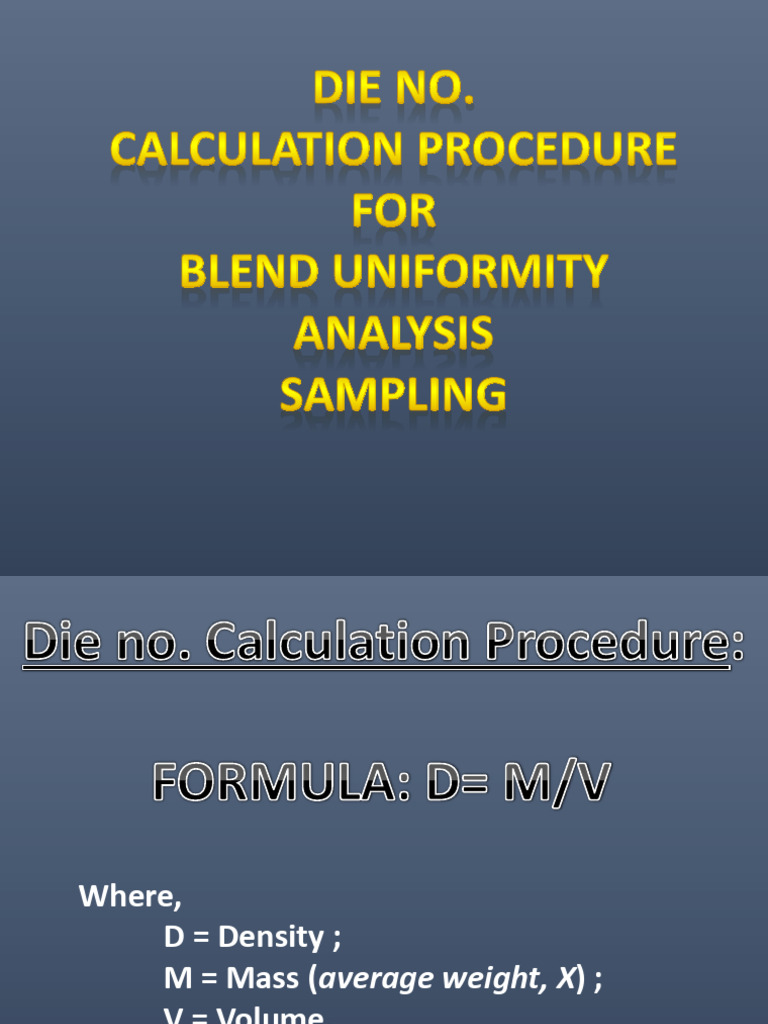 A Presentation On Die Calculation For Bulk Uniformity | PDF