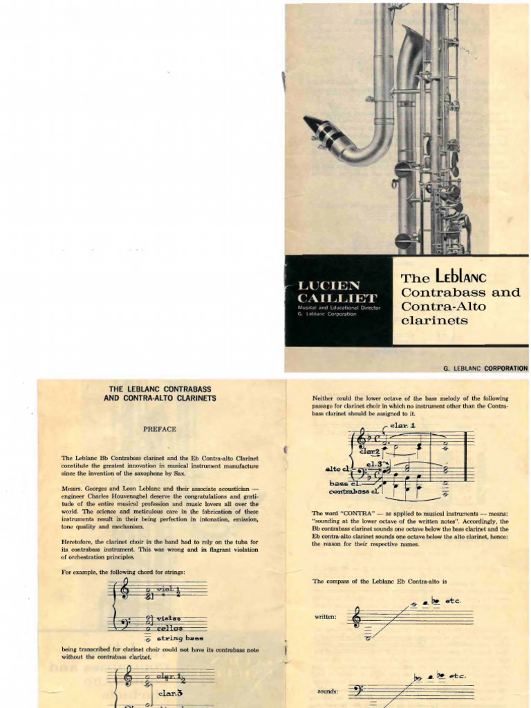 Contrabass and Contra-Alto Clarinet Guide | PDF | Clarinet | Double Bass
