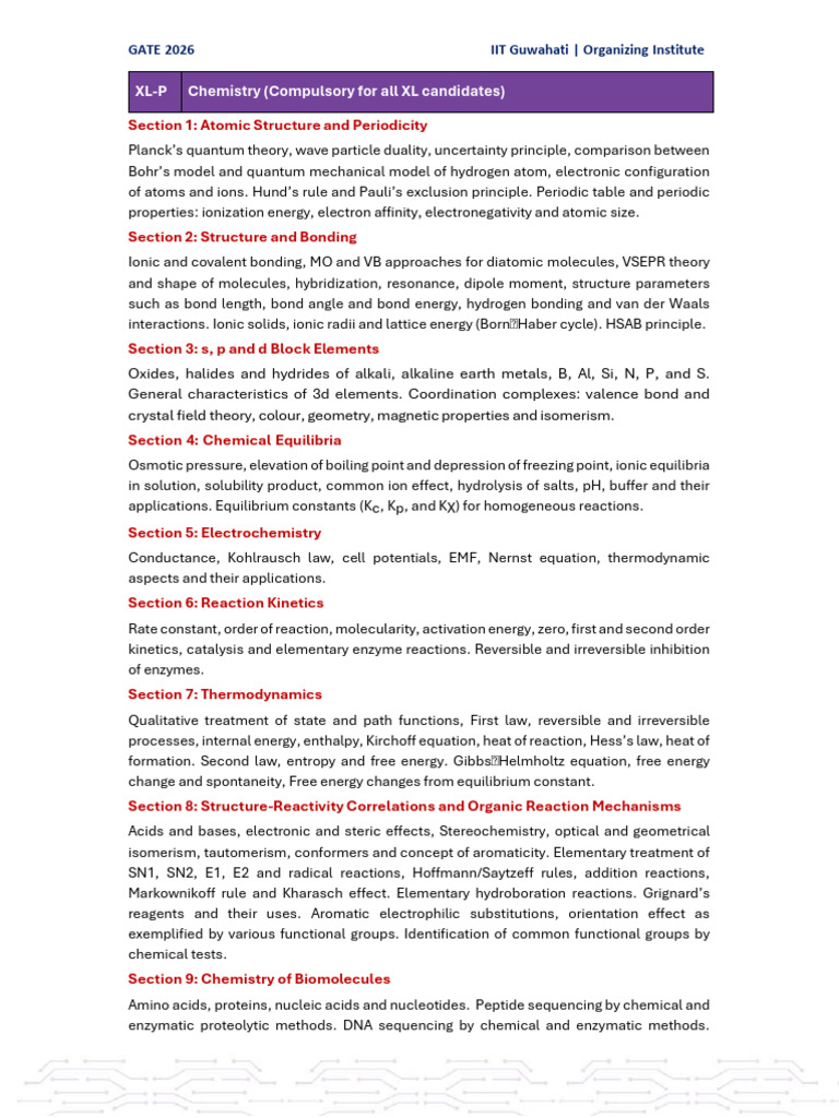 XL-2026 Combined Syllabus | PDF | Chemical Bond | Microorganism
