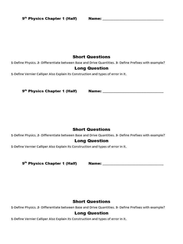 9th Physics Chapter 1 | PDF