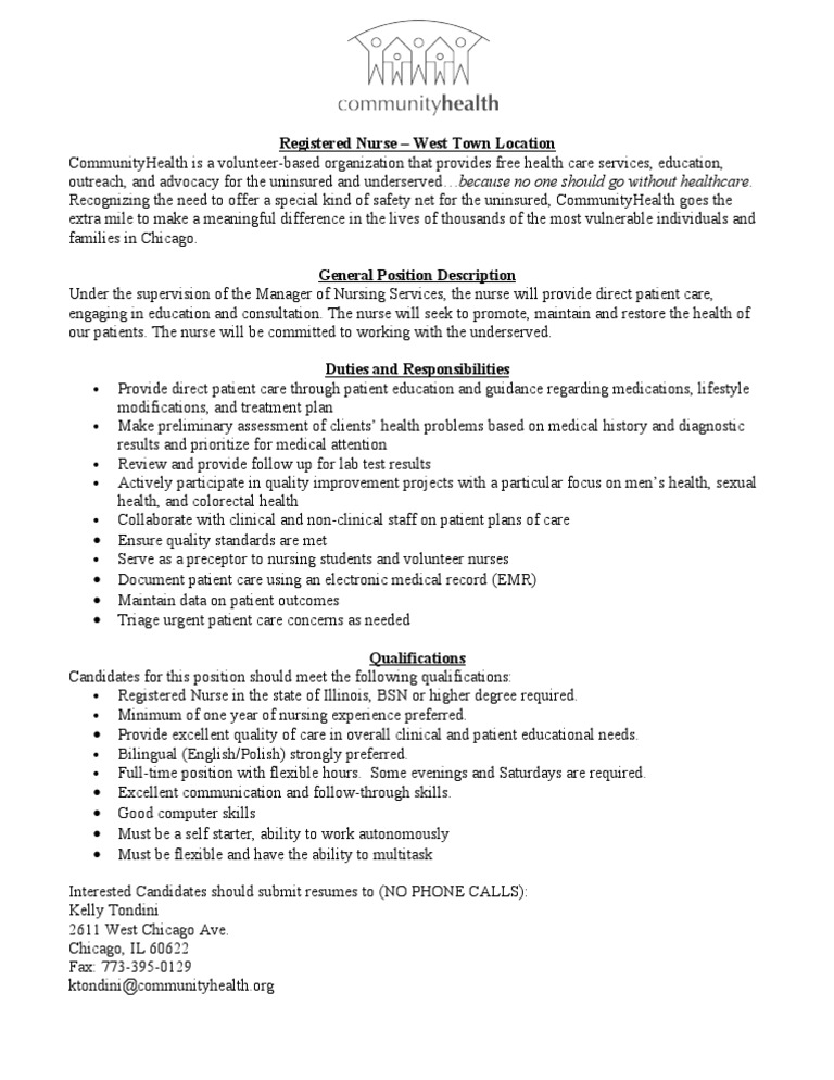 Community Health Nurse Job Posting | PDF | Nursing | Patient