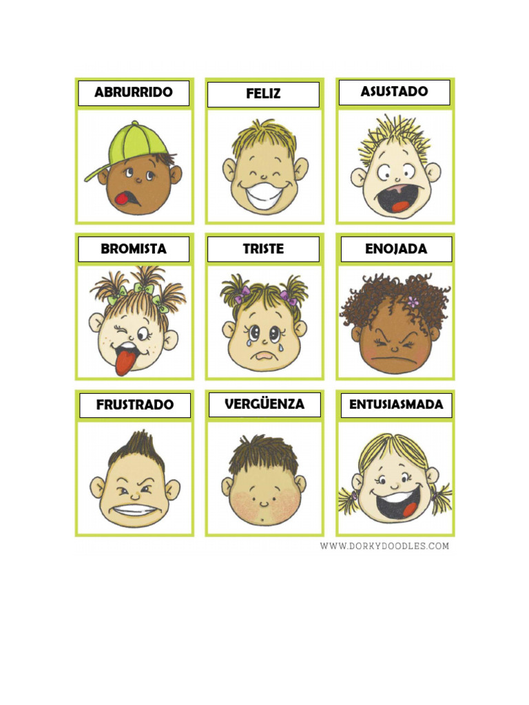 Bingo de las Emociones para Niños | PDF