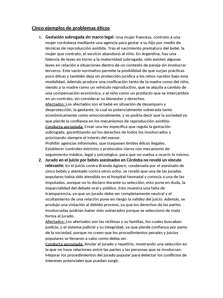 Problemas éticos en salud y justicia en Argentina | PDF | Subrogación