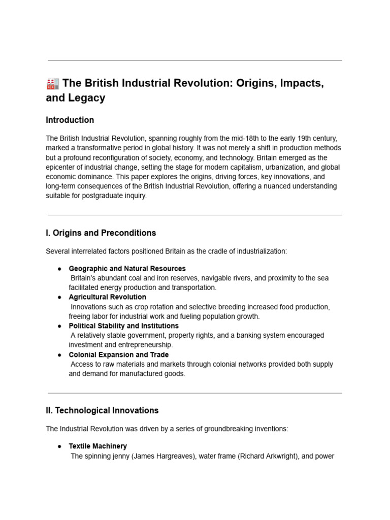 British Industrial Revolution Overview | PDF | Industrial Revolution ...