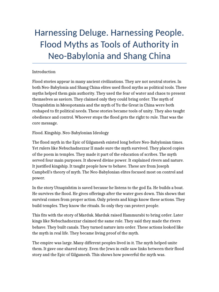 Flood Myths and Power in Ancient Civilizations | PDF | Flood Myth ...